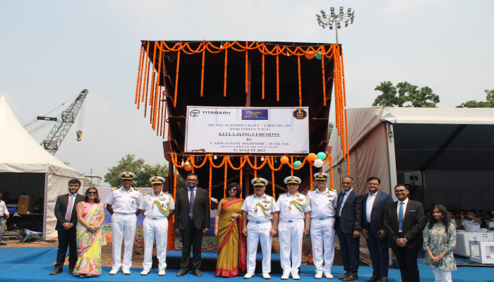 Titagarh Rail Systems launches diving support craft for Indian Navy