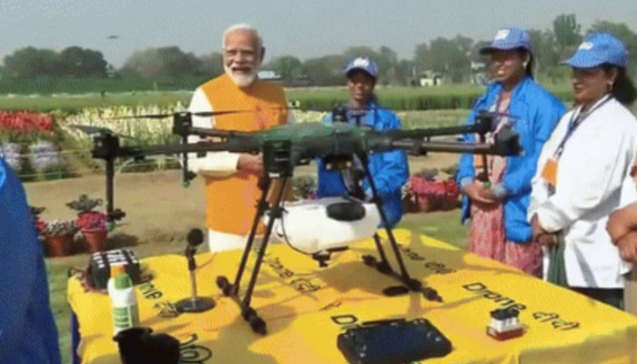 PM Modi witnesses drone demonstration by Namo drone Didis