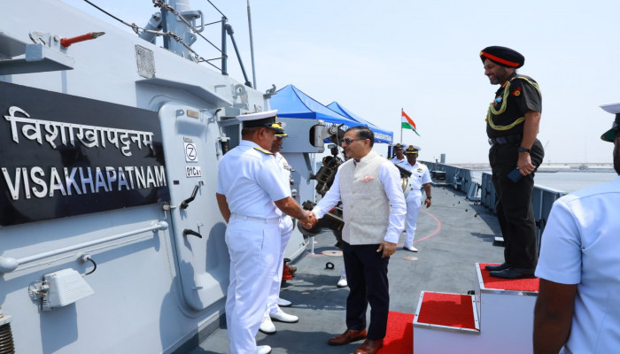 Kuwait INS Visakhapatnam docks at Al-Shuwaikh Port for 3-day stay